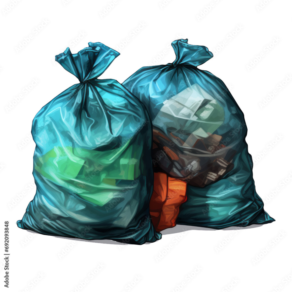 bag of garbage trash clear transparent plastic bags, waste cans ...