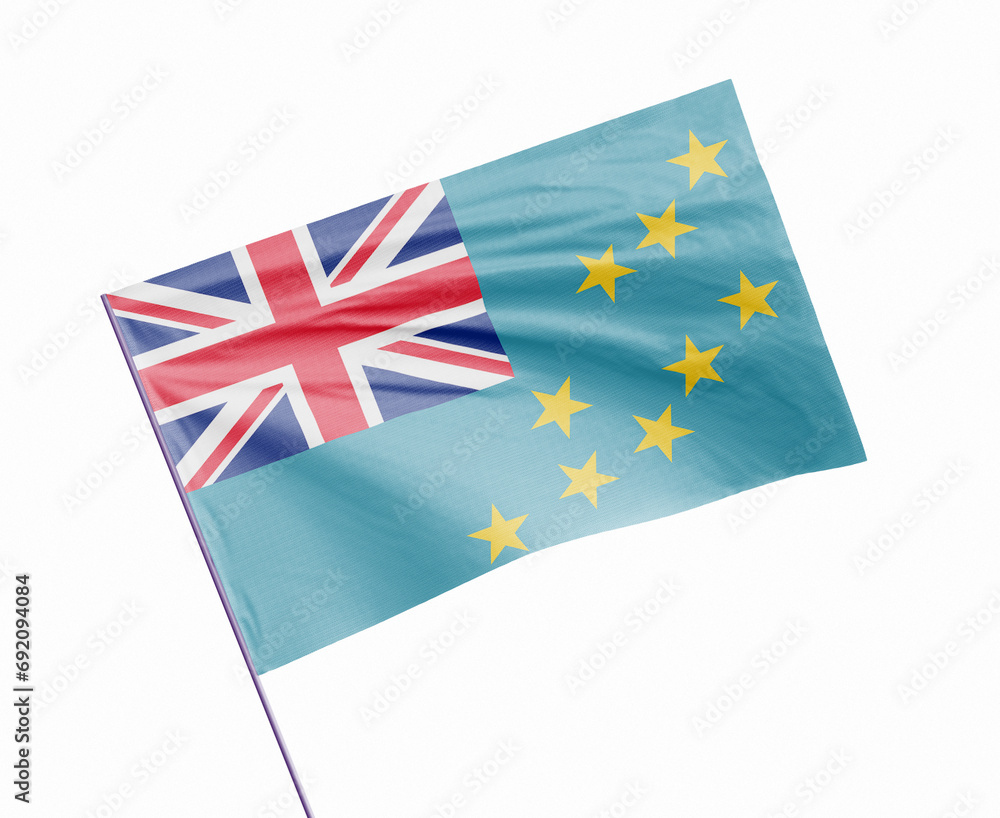 3d illustration flag of Tuvalu. Tuvalu flag waving isolated on white ...