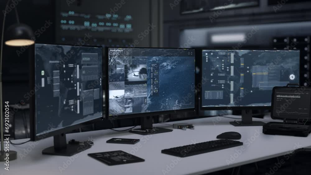 Modern computer system tracking the location of the military forces ...