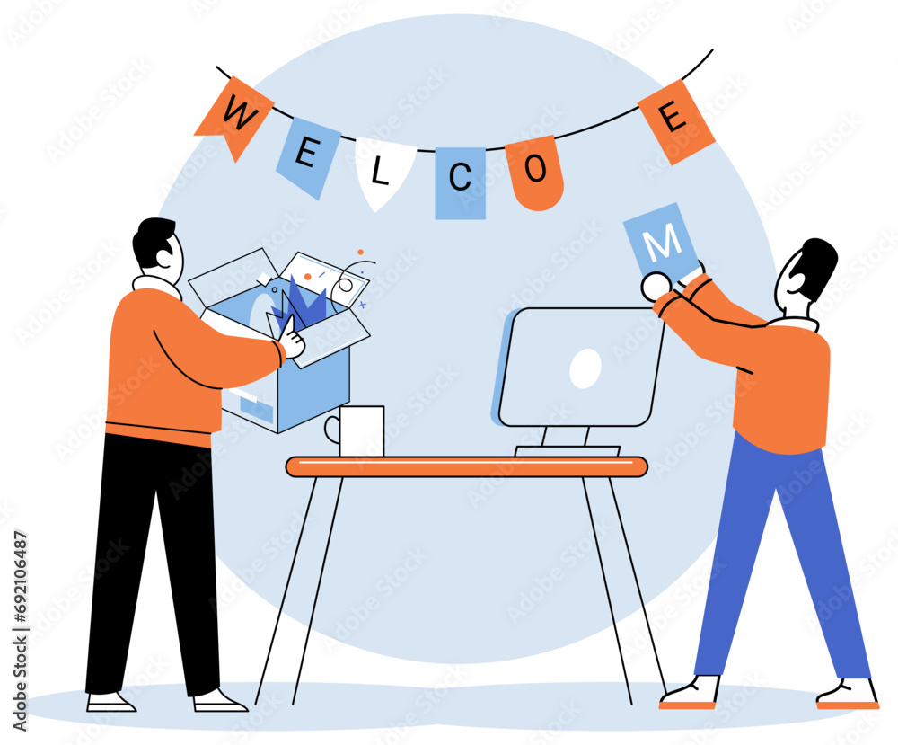 Vecteur Stock New employee. Vector illustration. The new employee ...