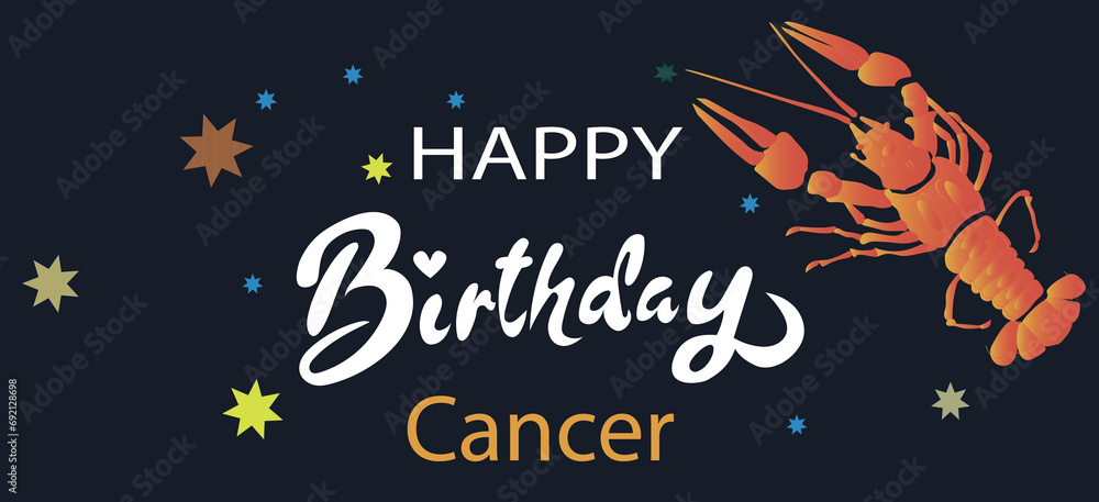 Happy birthday. Typographic design of happy birthday by zodiac sign ...