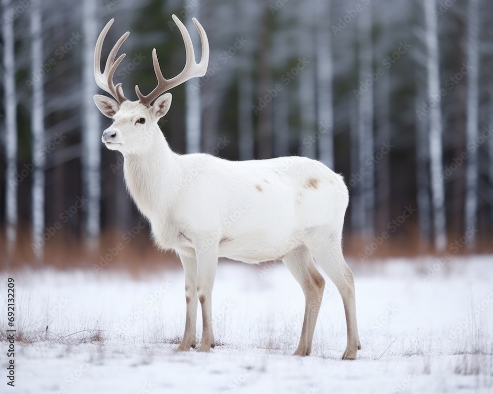 Isolated White Deer Cervid Object with Horns - Majestic mammal of the ...