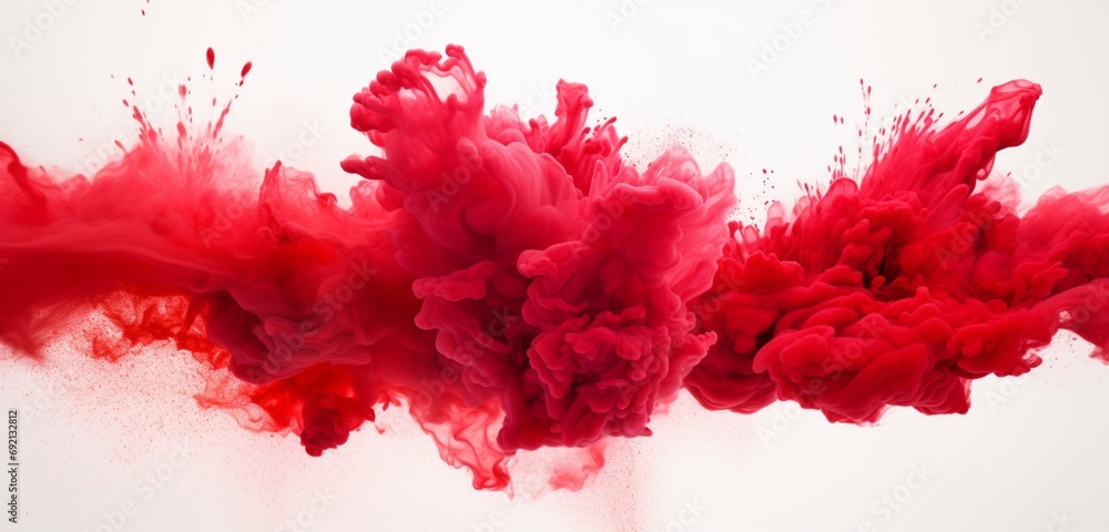 Captivate attention with a red powder explosion abstract over a white ...