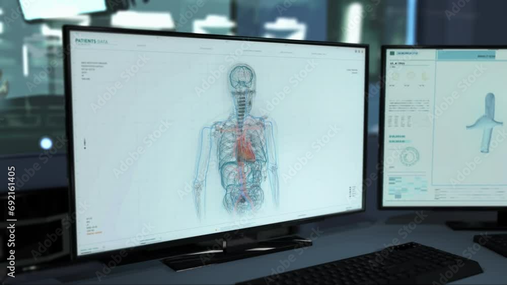 Skeleton Analysis System Used For Check Of Patients Heart. Skeleton X ...