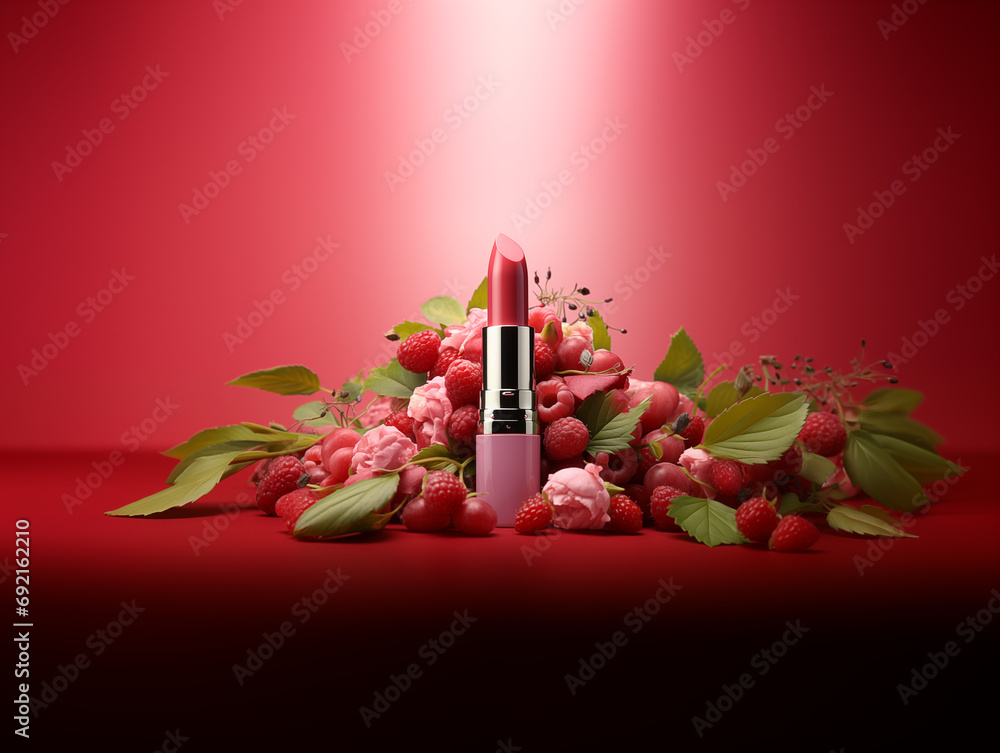 Envase para pintura labial, pinta labios, brillo, fresa, fondo color ...