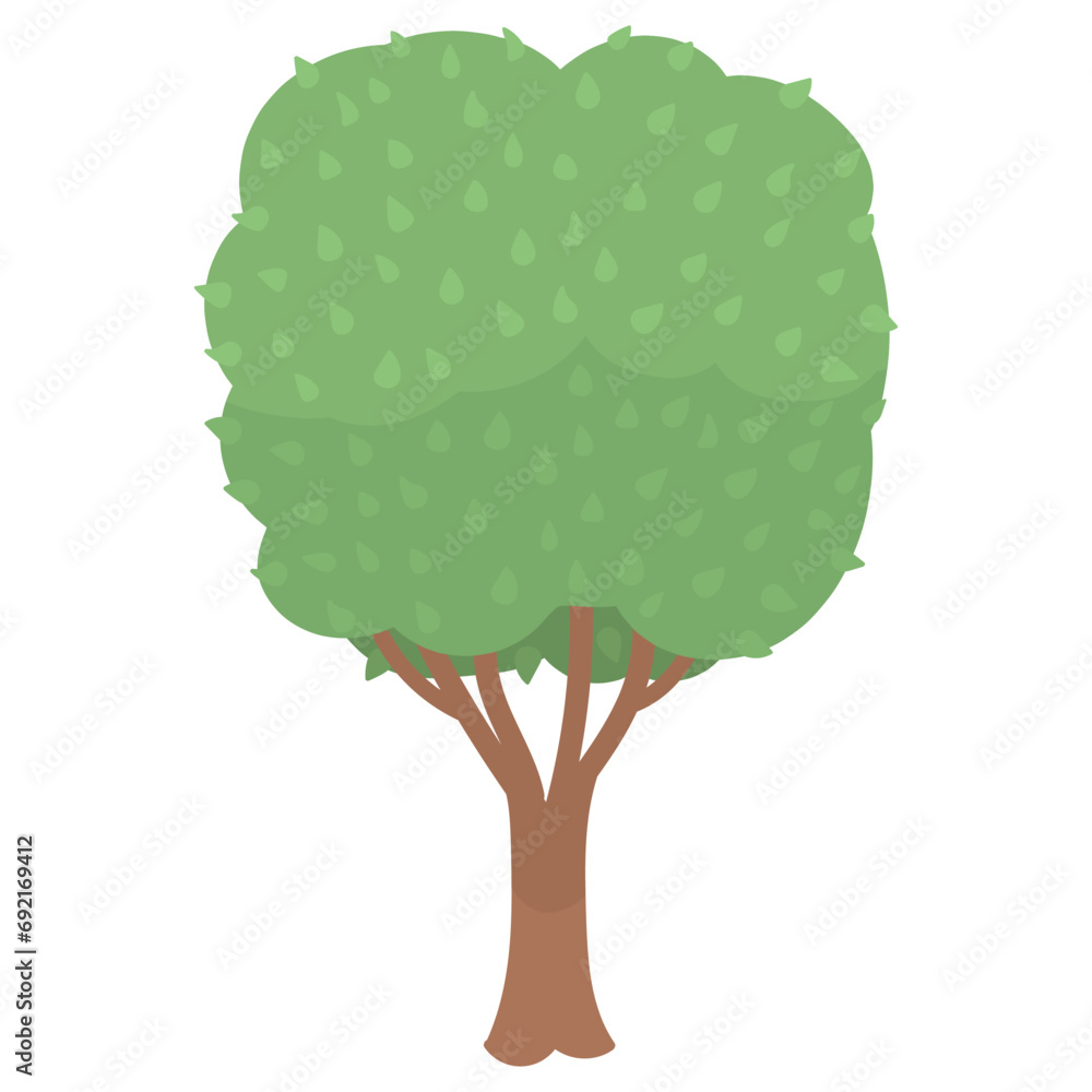 Large rectangle tree. Decorative park tree of natural shape in flat ...
