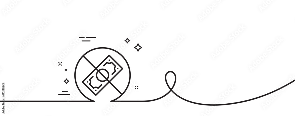 Corrupt line icon. Continuous one line with curl. No cash money sign ...