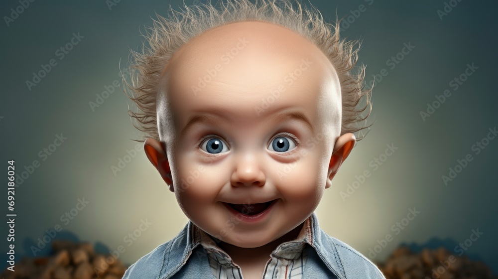 Portrait Bald Baby Playful Attitude, Background HD For Designer Stock ...