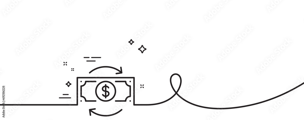 Money change line icon. Continuous one line with curl. Currency ...