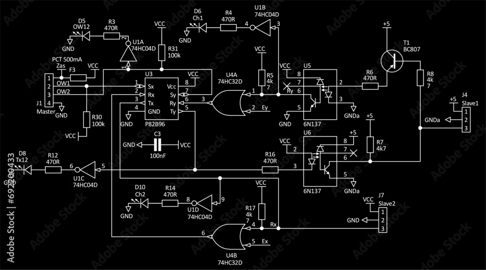 Technical schematic diagram of electronic device. Vector drawing ...