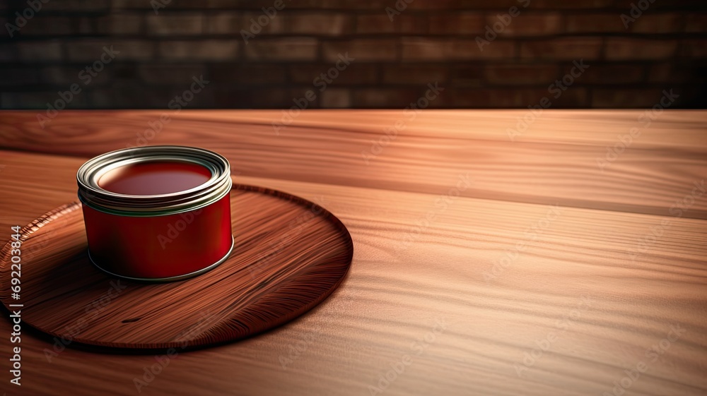 the artistry of wood staining featuring a can and brush on a wooden ...
