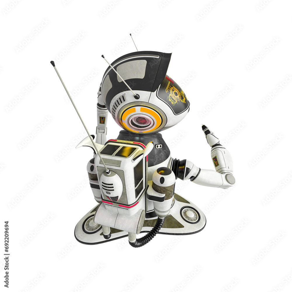 bot robot is floating and dancing alone on bird eye rear view Stock ...