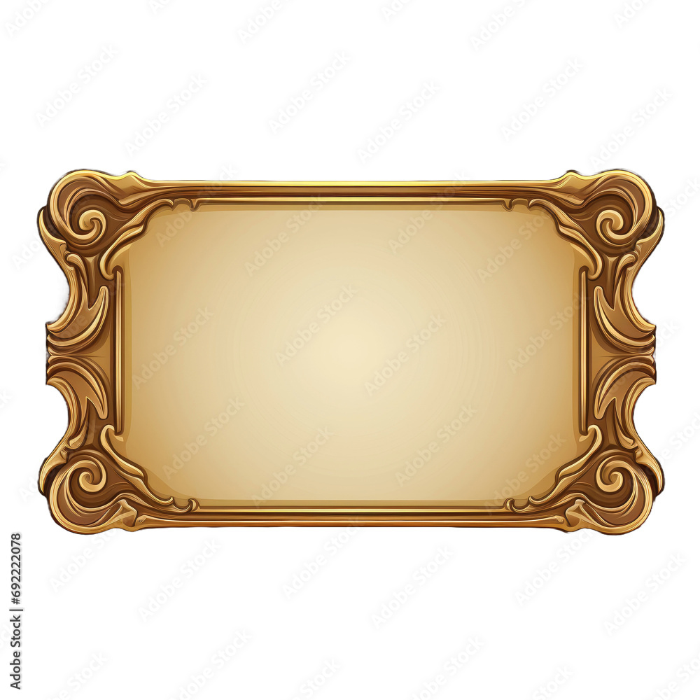 Empty rectangle frame in medieval style for game ui design. Vector cartoon user interface ...