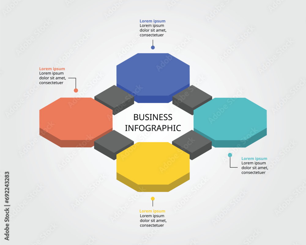 Octagon step chart template for infographic for presentation for 4 ...