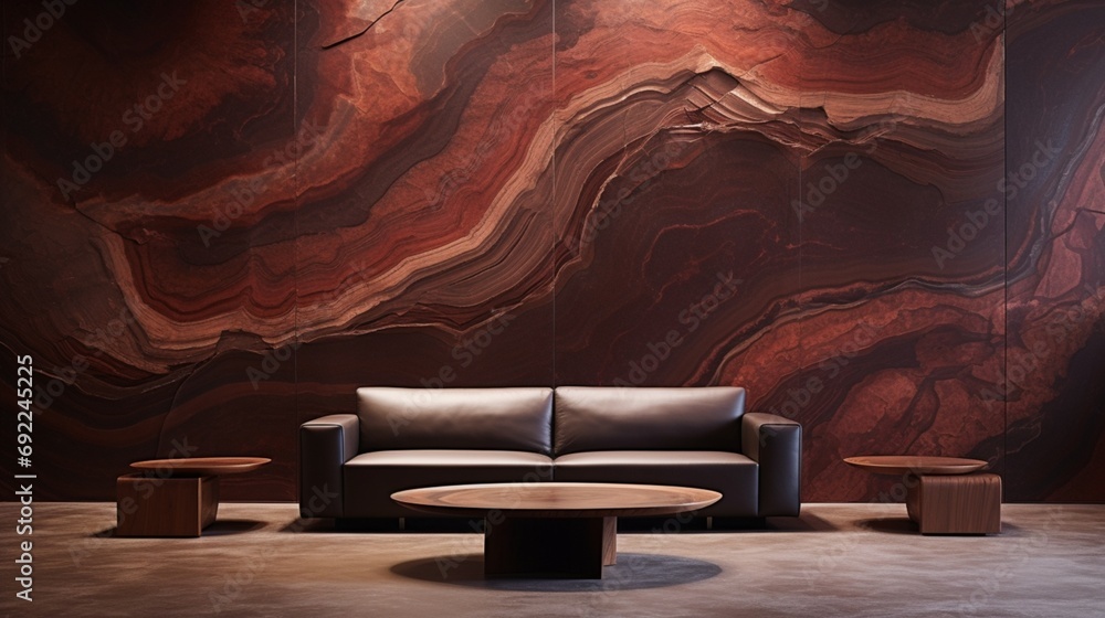 A 3D effect in rich brown epoxy tones elevates the plain wall into a ...