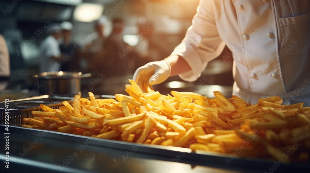 Golden Perfection: French Fries Masterfully Crafted by a Professional ...