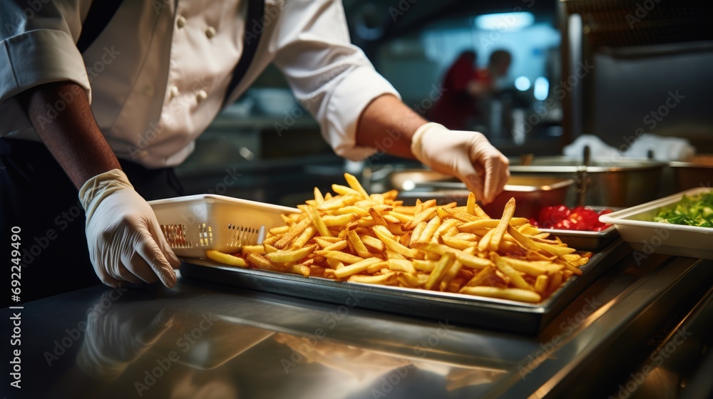 Golden Perfection: French Fries Masterfully Crafted by a Professional ...