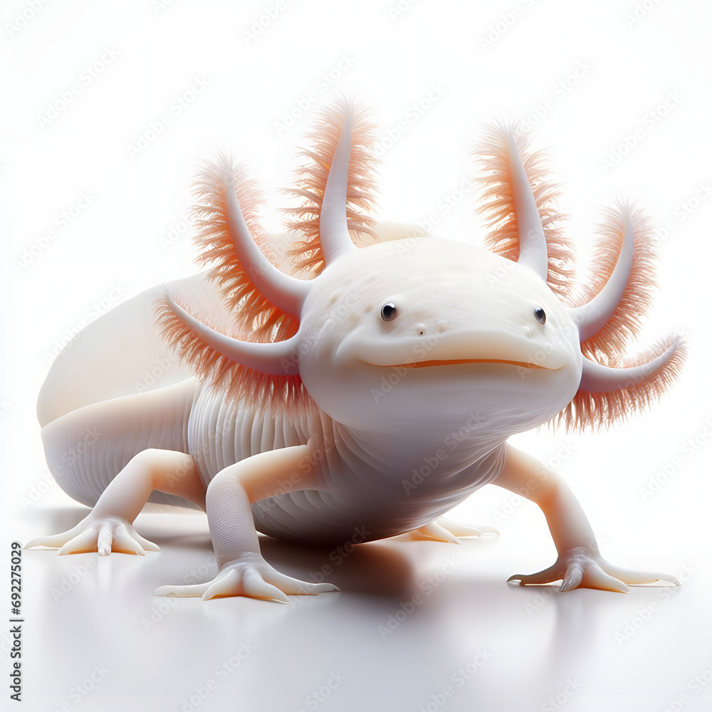 Axolotl, Ambystoma mexicanum, ajolote, axolote mexicano, white axolotl ...