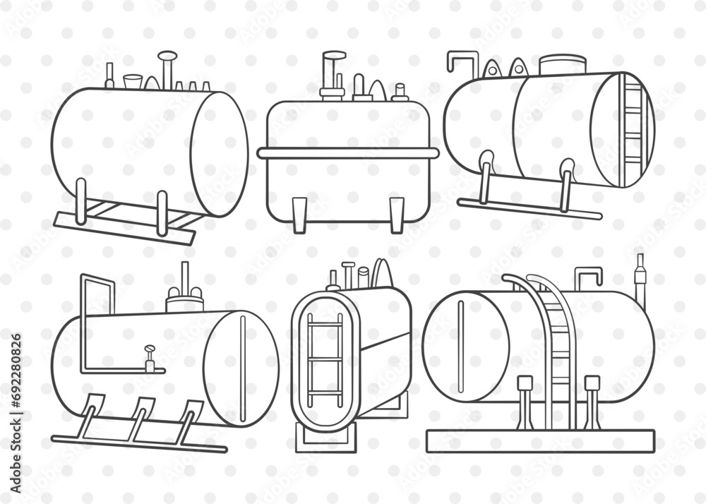 Vecteur Stock Oil Tank Clipart, Oil Tank SVG, Cylindrical Oil Tank Svg ...