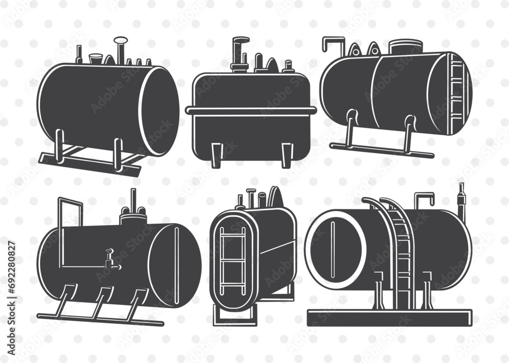 Vetor de Oil Tank Clipart, Oil Tank SVG, Cylindrical Oil Tank Svg ...