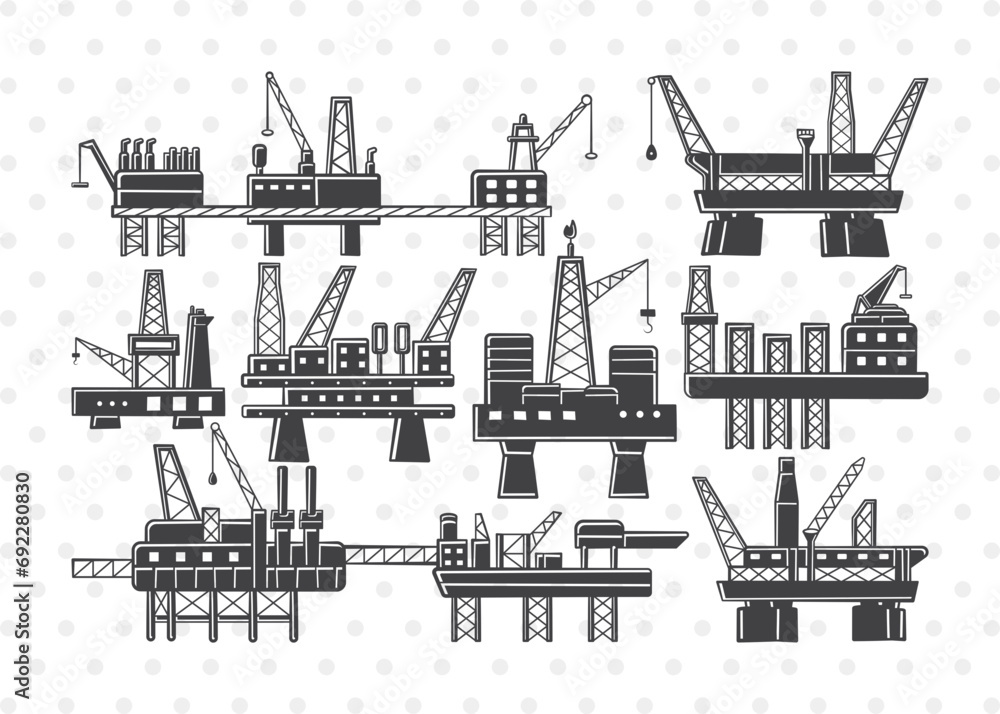 Oil Rig Clipart, Oil Rig SVG, Oil Derrick Svg, Oil Well Svg, Oil Rig ...