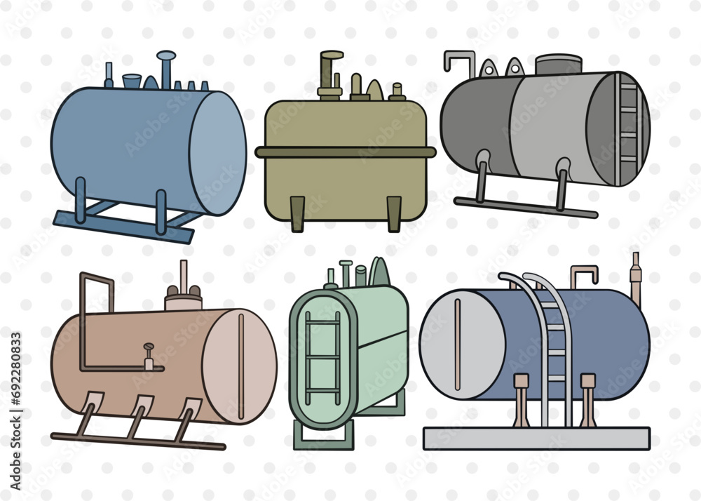 Oil Tank Clipart, Oil Tank SVG, Cylindrical Oil Tank Svg, Petroleum ...