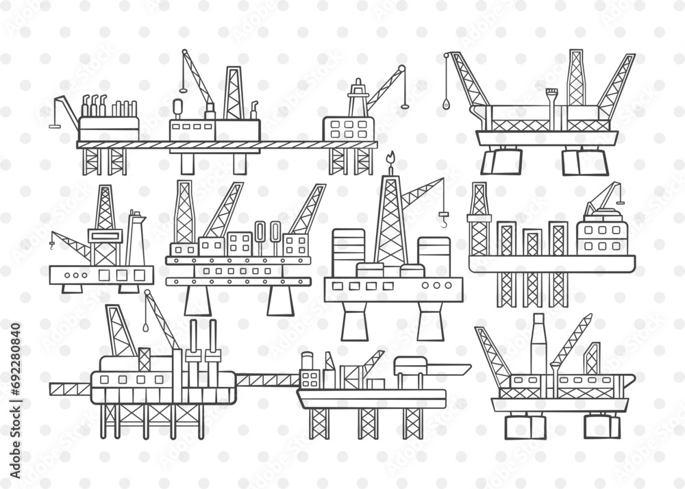 Oil Rig Clipart, Oil Rig SVG, Oil Derrick Svg, Oil Well Svg, Oil Rig ...
