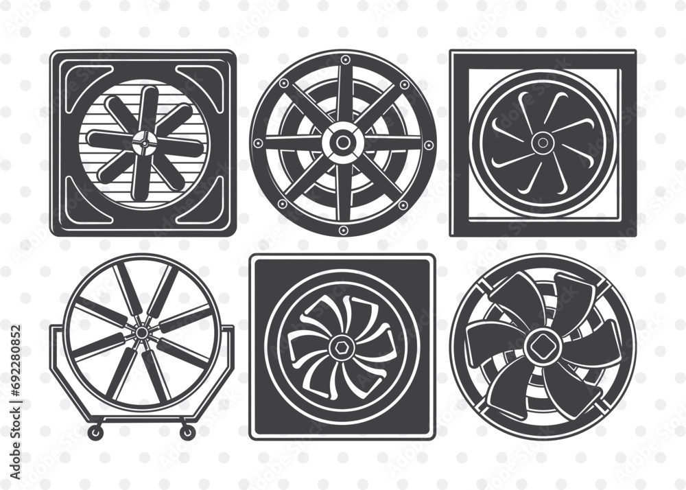 Industrial Fan Clipart, Industrial Fan SVG, Ventilation Fan Svg ...