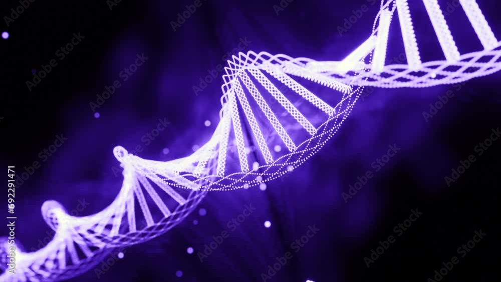 Rotating luminous spiral of dna. Design. Virtual chains of dna and ...