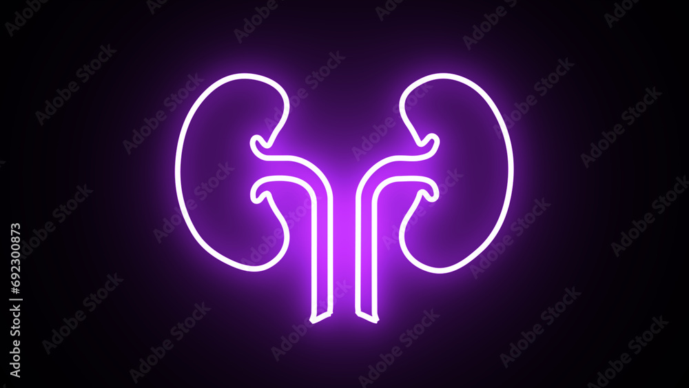 kidneys icon in neon style. Element of medicine illustration. glowing ...