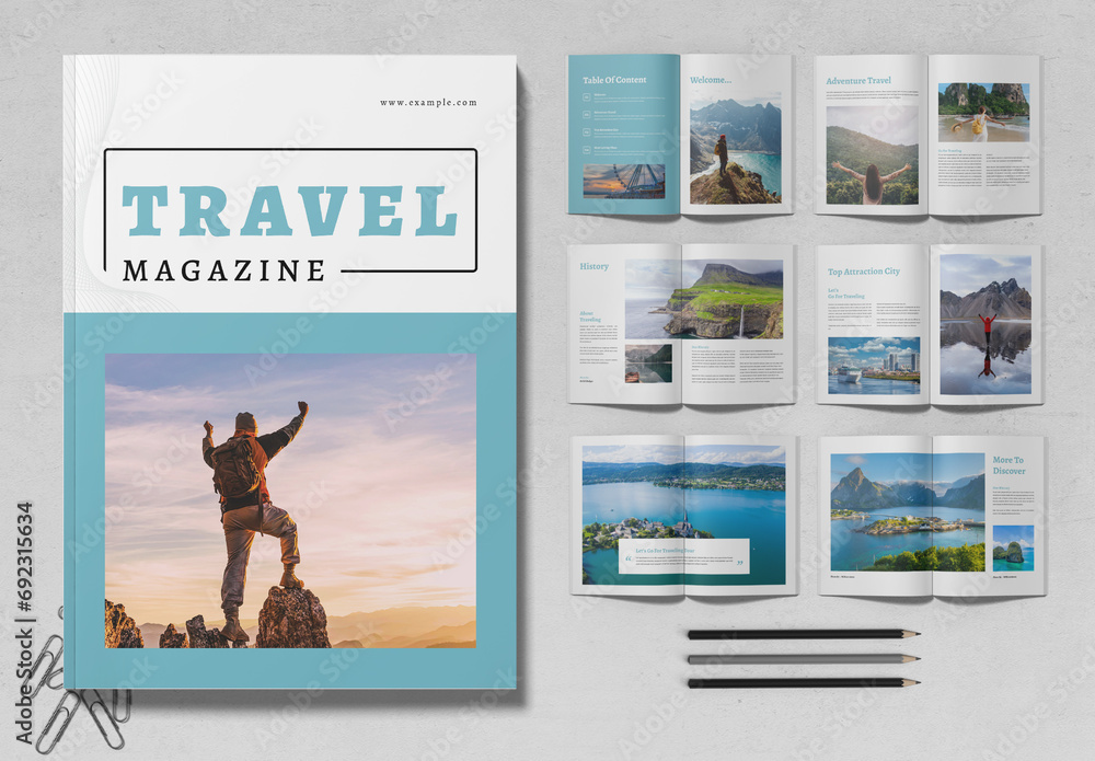 Travel Magazine Layout Template Stock Template | Adobe Stock