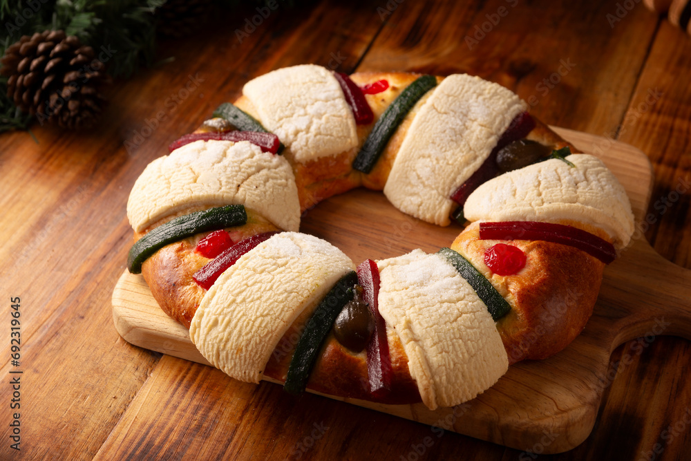 Three Kings Bread also called Rosca de Reyes, Roscon, Epiphany Cake ...
