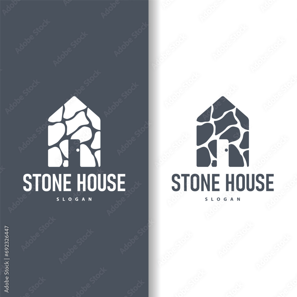 house stone logo design house rock geometric building structure elegant ...