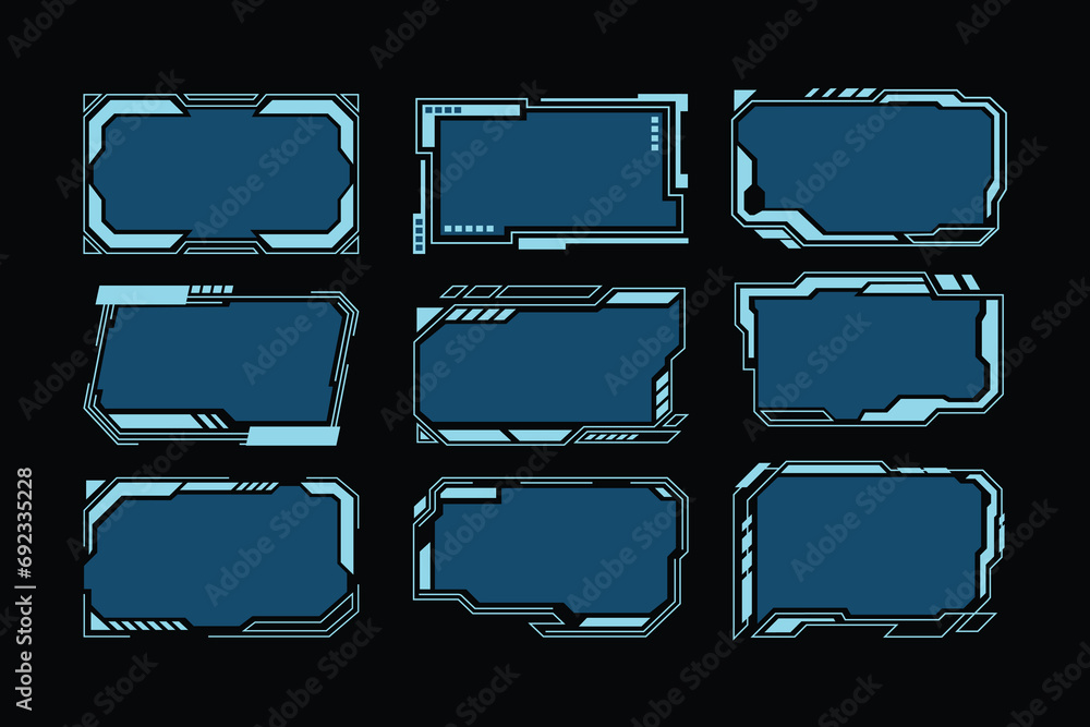 Set of HUD Frames Collection, Game stream frames border, futuristic ...