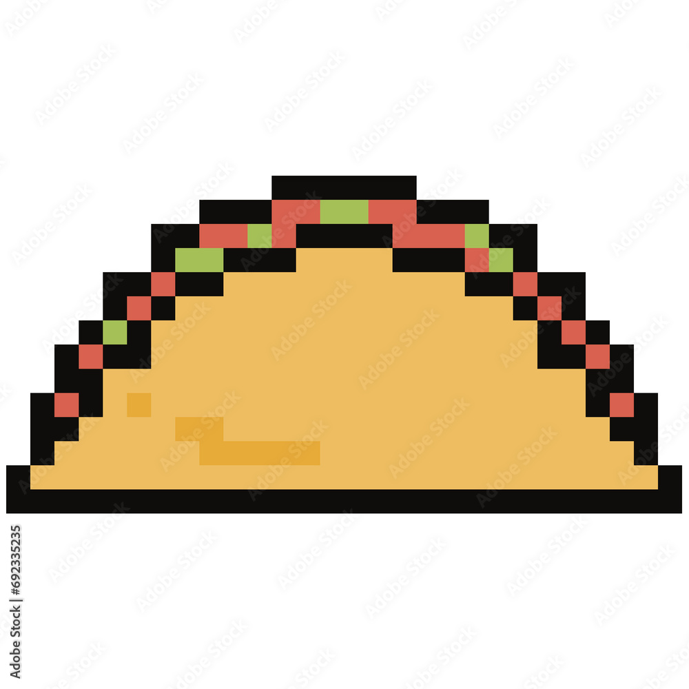 Taco Fast food pixel art illustration icon 8Bit Food menu Game ...