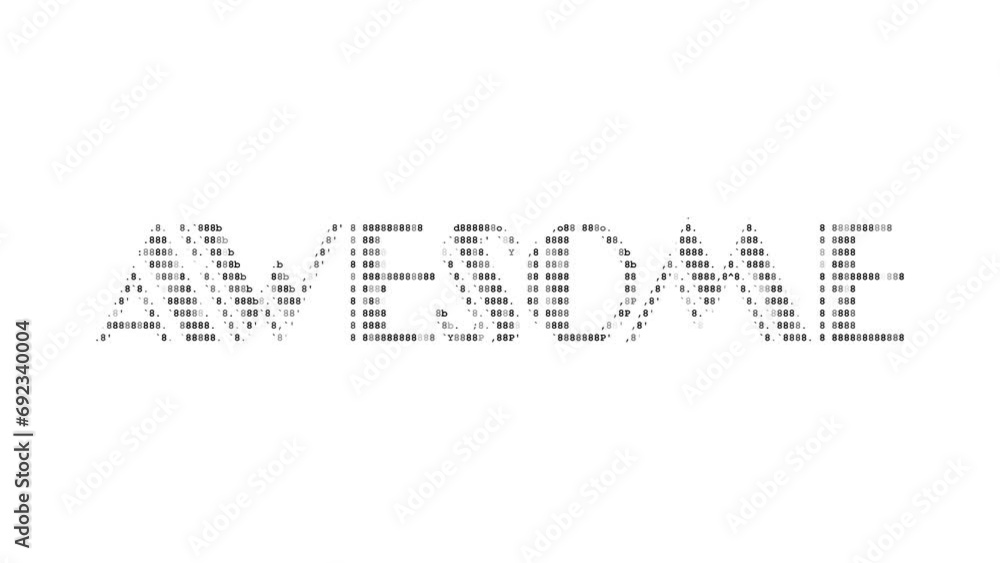 Awesome ascii animation loop on white background. Ascii code art ...