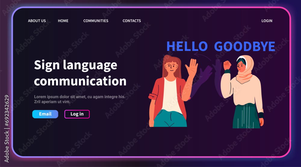 mix race women with hearing aid disabled girls using sign language ...