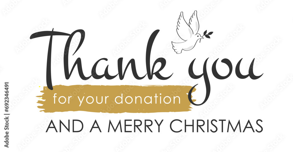 Thank you for your donation and Merry Christmas, text lettering design ...