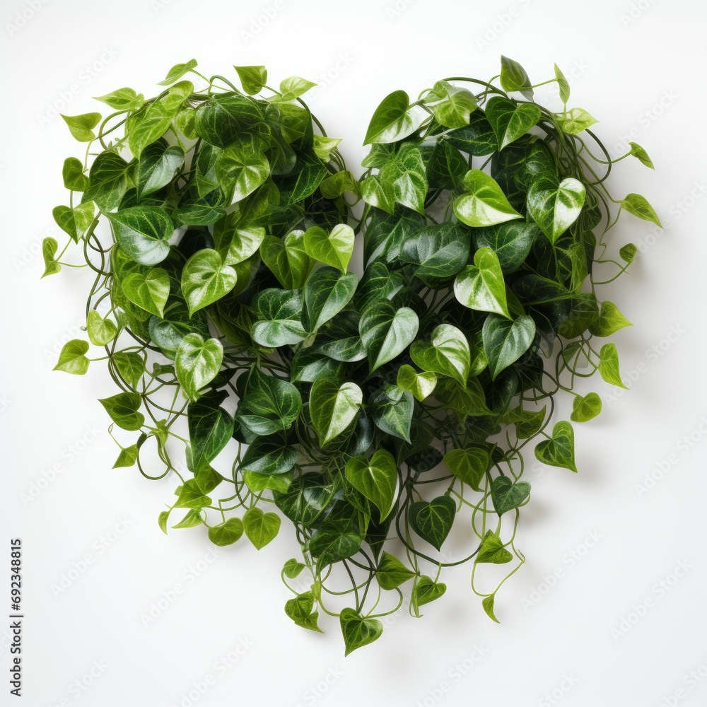 Heart Shaped Leaves Vine Devils Ivy, White Background, For Design And ...
