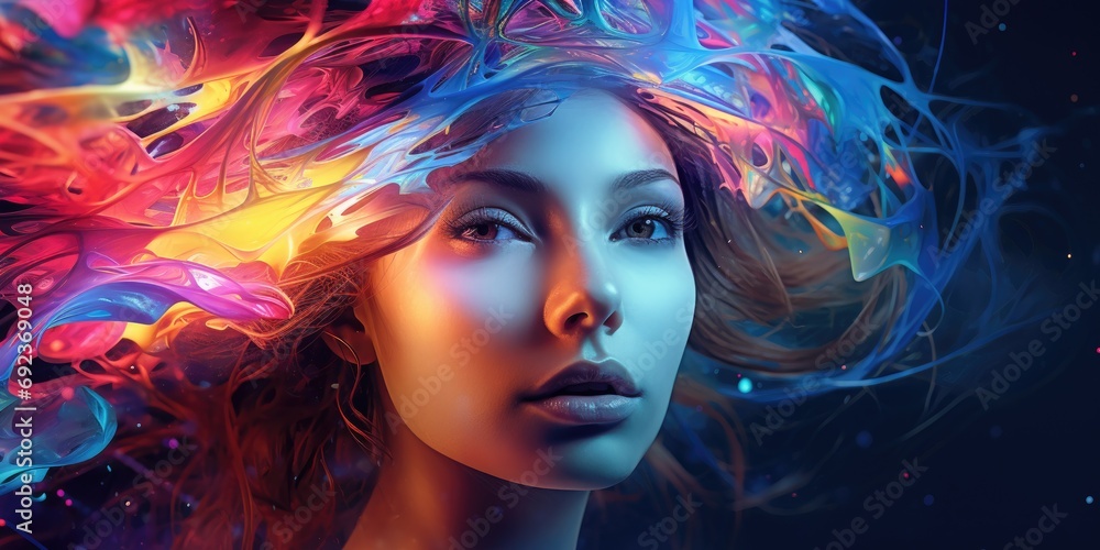 Abstract colorful background. DX, digital transformation with human ...