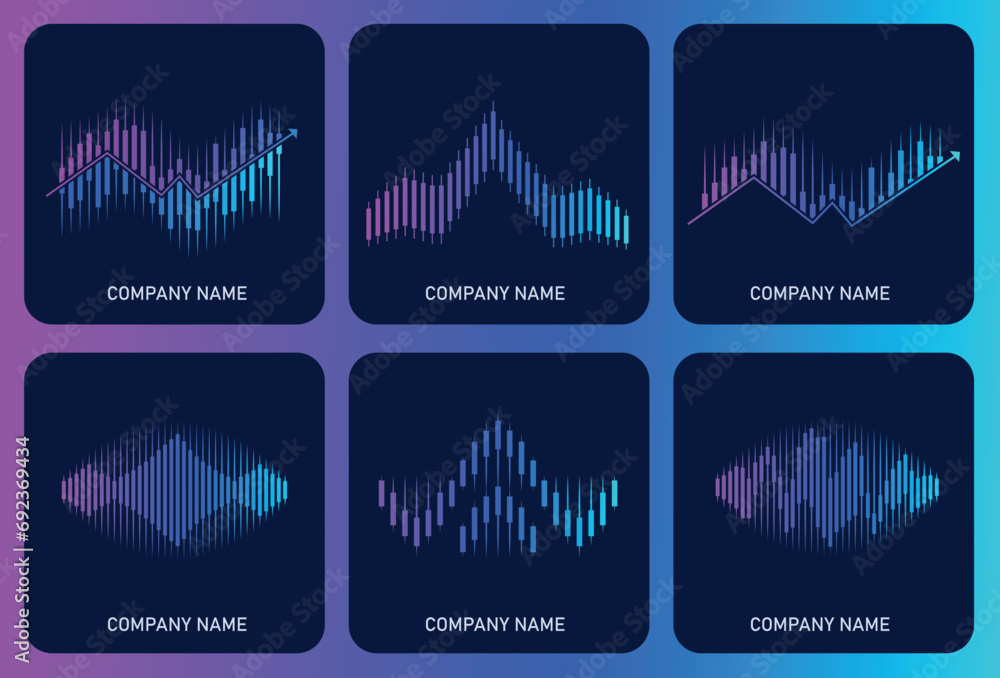 Set of different candle stick charts for trading and finance business ...