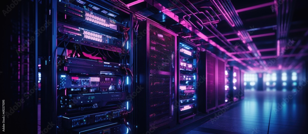 Data center and network devices in high performance operation Stock ...