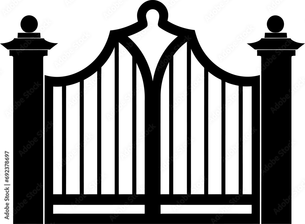 Gate silhouette icon in black color. Vector template design. Stock ...