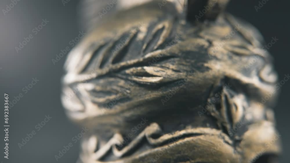 Vidéo Stock A close up macro detailed slow tilt up shot of a spartan ...