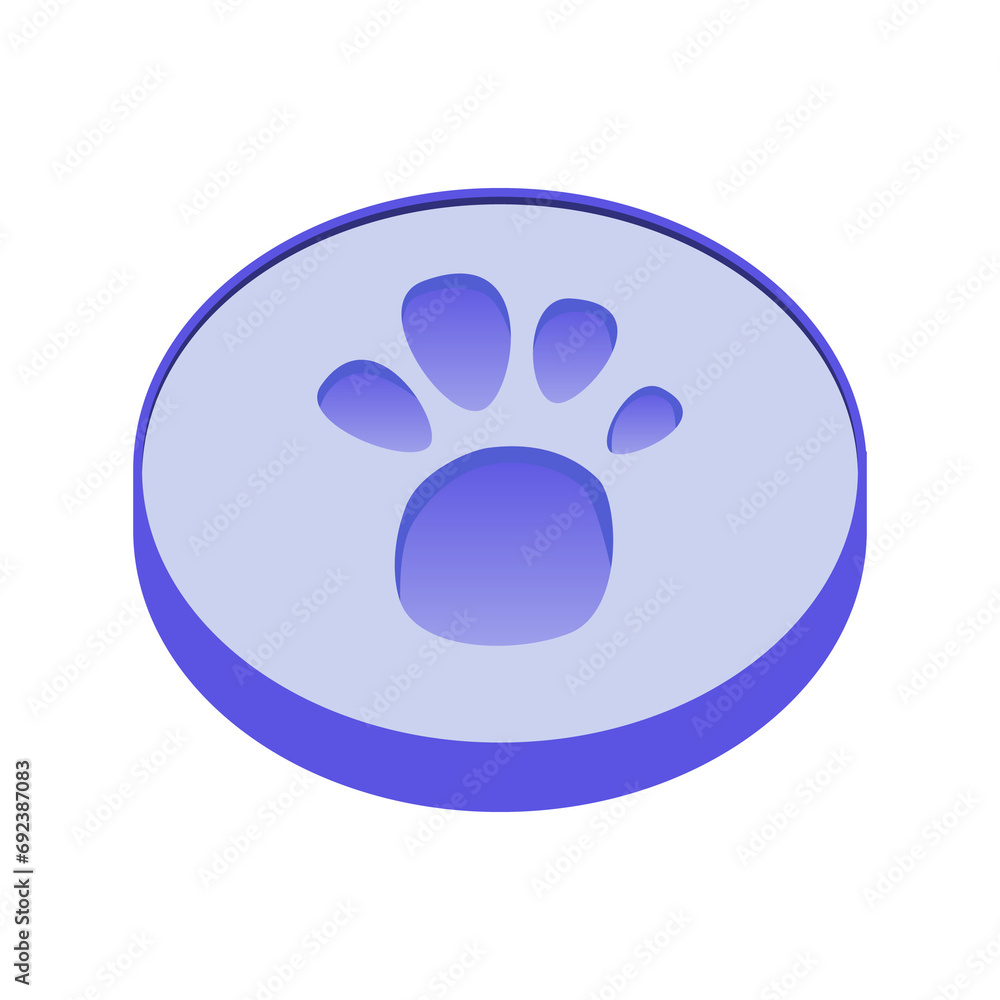 button with cat paw illustration in isolated transparent background ...