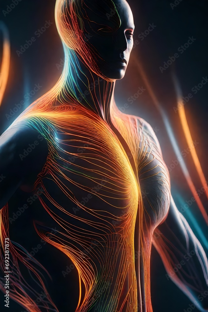 futuristic illustration of a heat map of the human body Stock ...