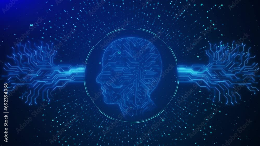 AI Artificial intelligence digital brain, big data deep learning computer machine IoT Internet ...