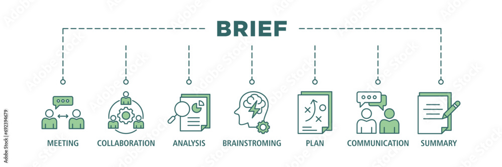 Brief banner web icon set vector illustration concept for a briefing of ...