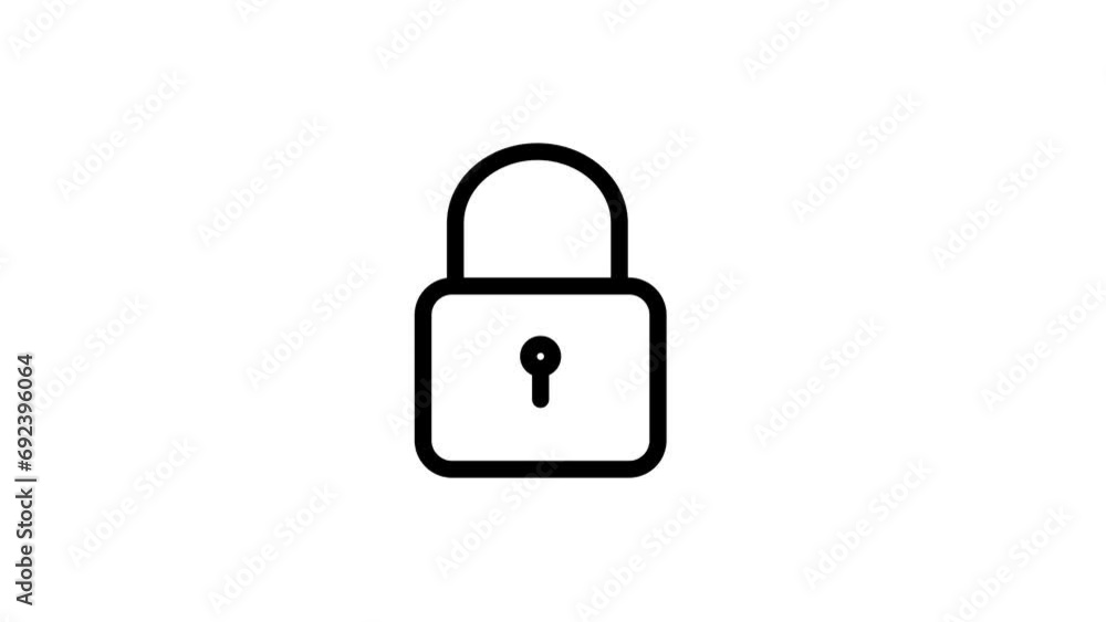 Lock icon animation on transparent background with alpha channel. Stock ...