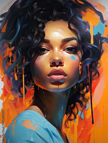 Leinwandbilder - abstract digital art portrait, showcasing